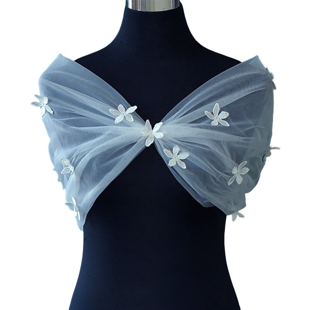3D Embroidery Flower Evening Shawl Shrug Tulle Shawl For Bride ...