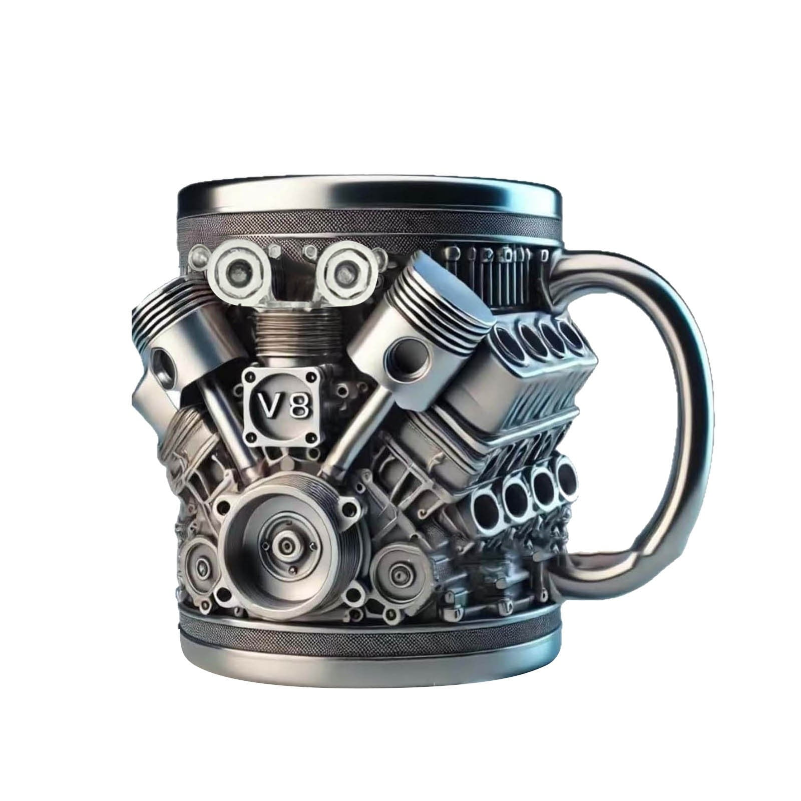 3D Engines Stainless Steel Mug, V6/V8 Engine Design Milk Drink Mug, Hot ...