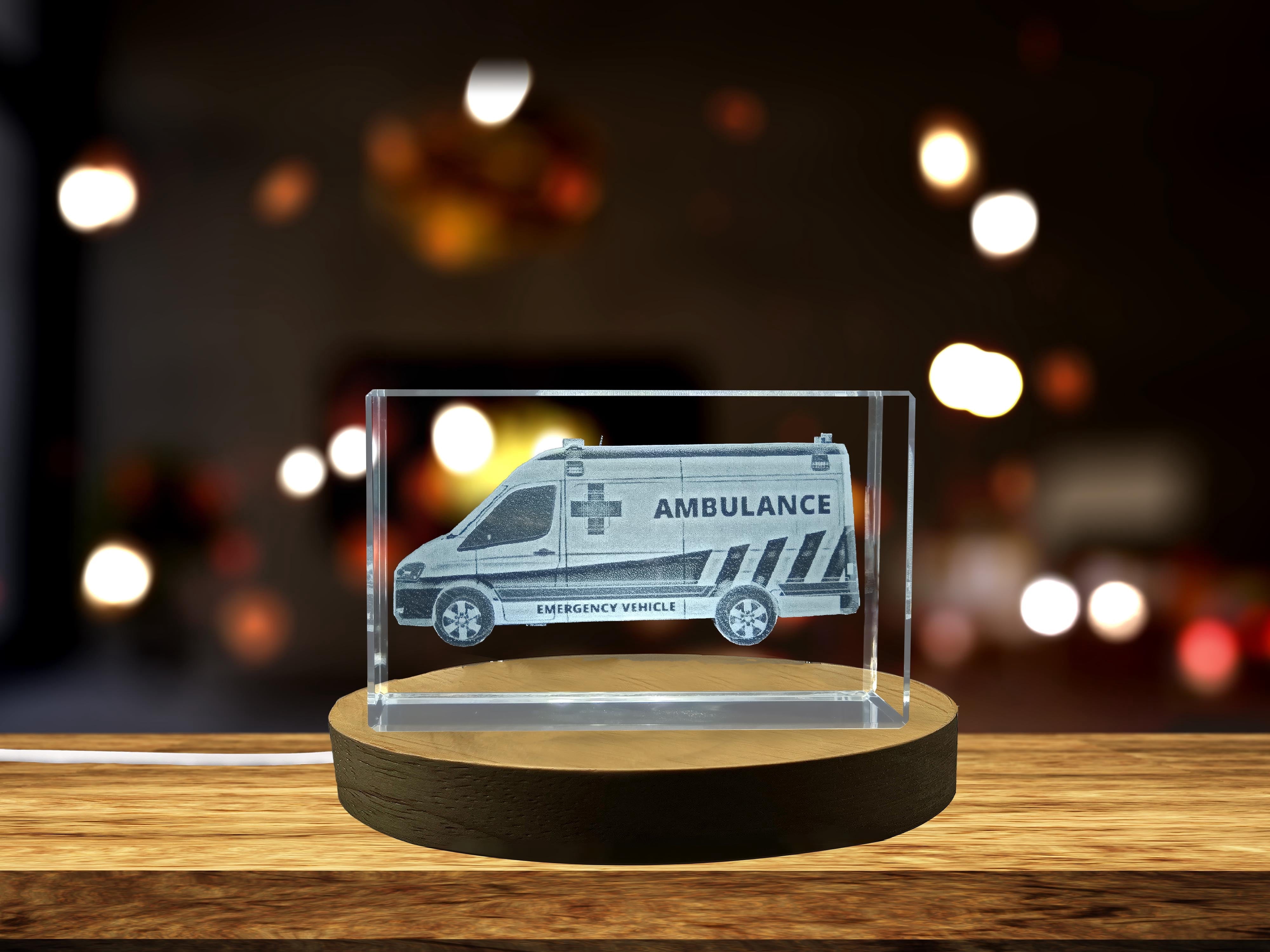 3D Engraved Crystal Ambulance Model - Lifesaving Tribute - Walmart.com
