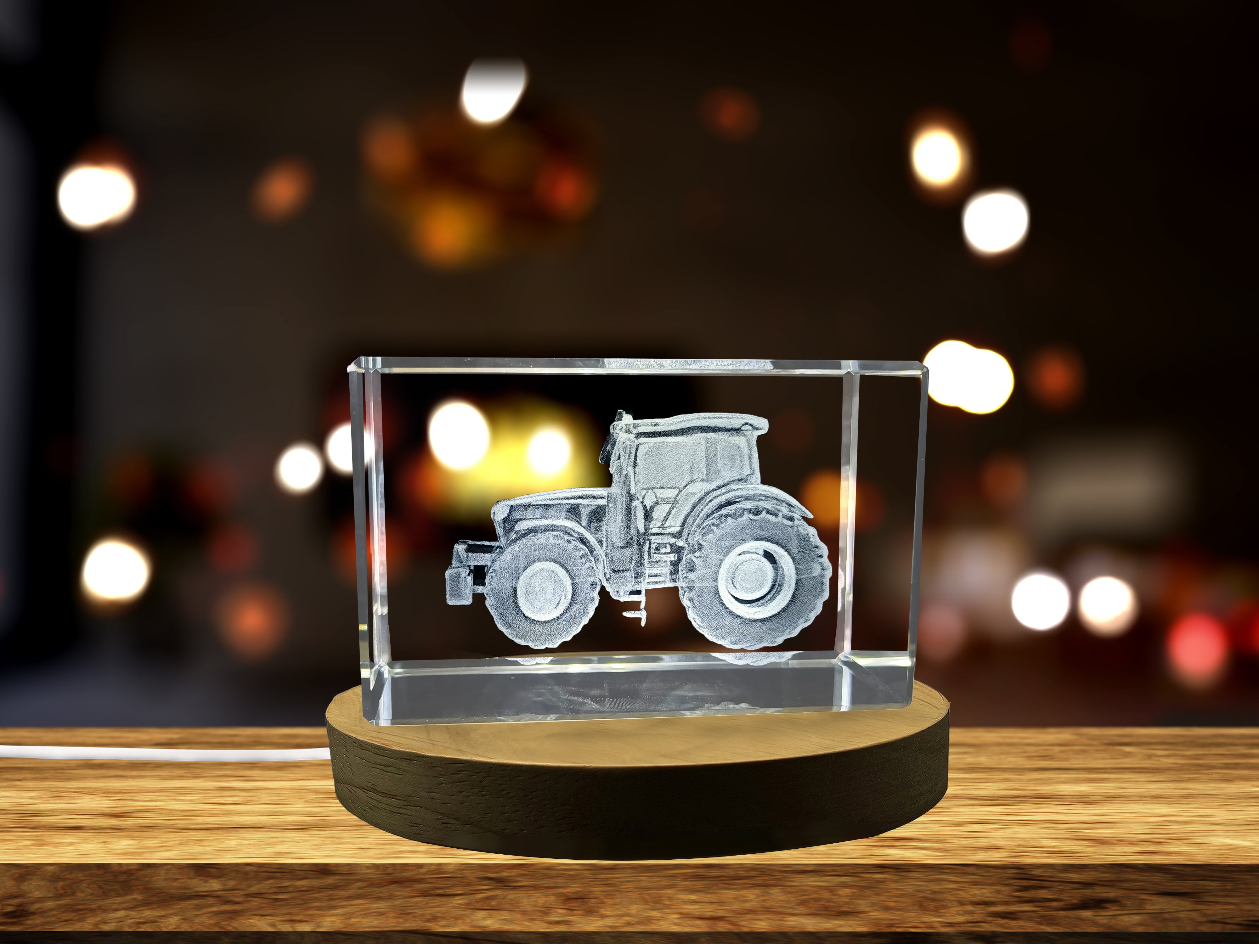 3D Engraved Crystal Tractor Model - Farming Heritage Reflection ...