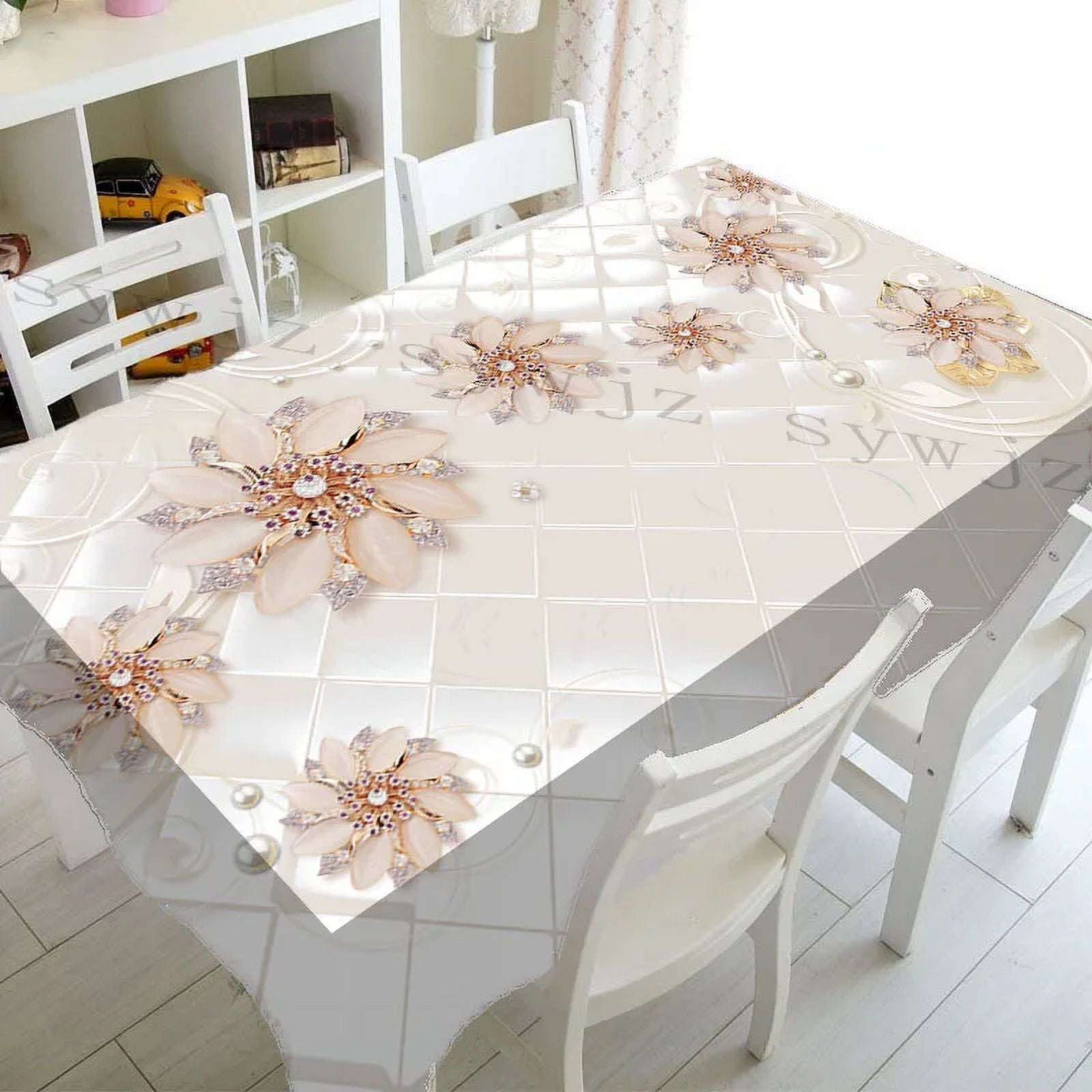 3D Engraved Floral Pattern Rectangular Coffee Table Restaurant ...