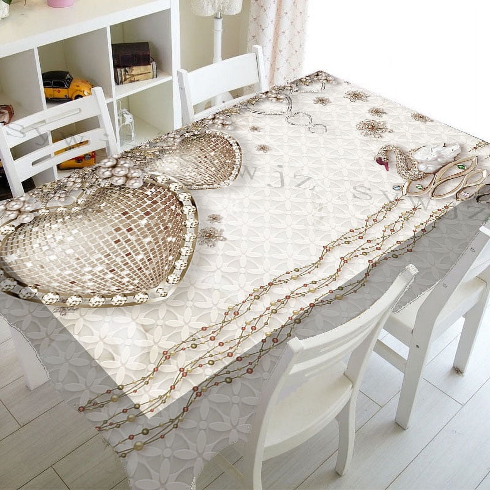 3D Engraved Floral Pattern Tablecloth Dustproof Tablecloth Rectangular ...