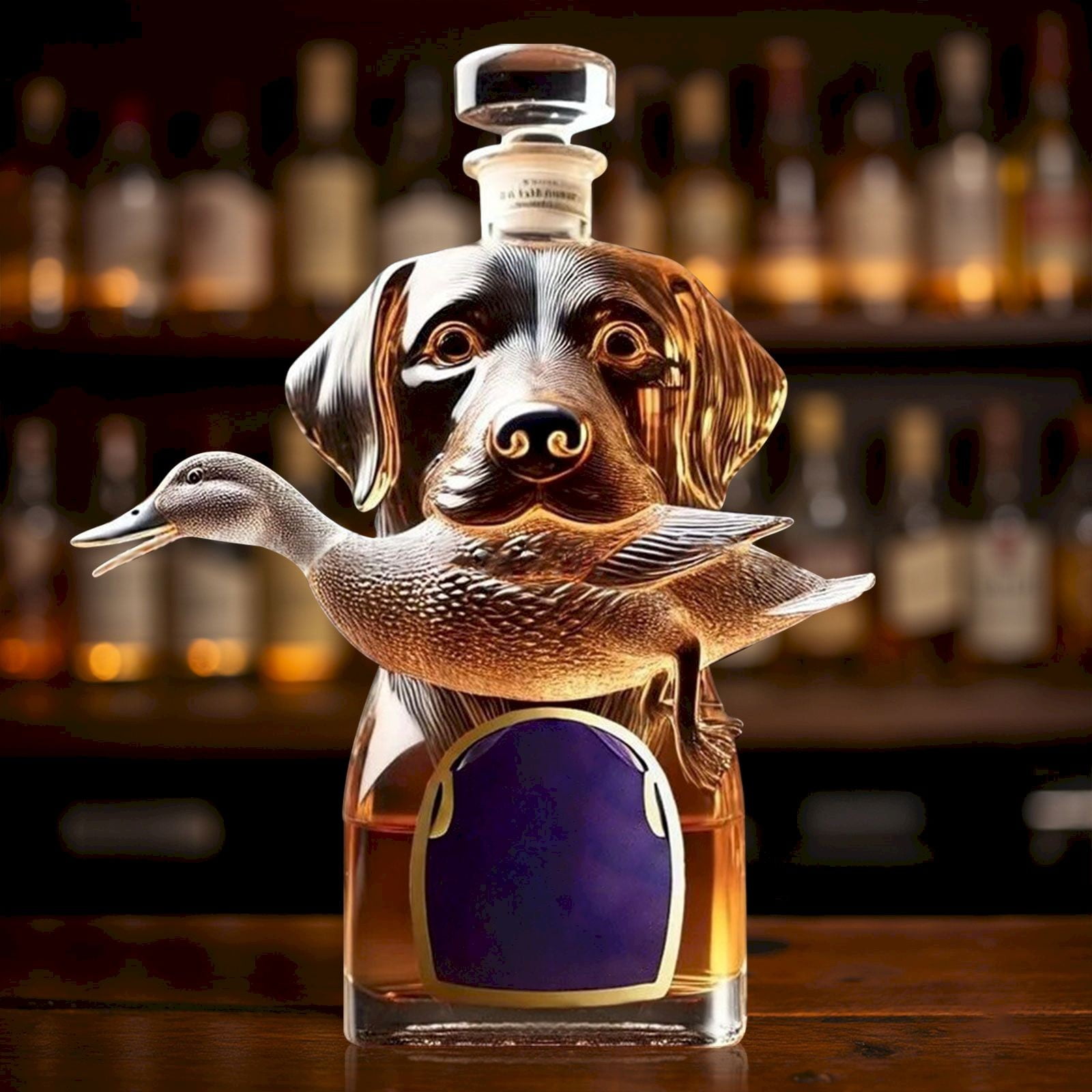 3D Engraved Hunting Dog Beer Bottle - Novelty Glass Liquor Bottle for ...