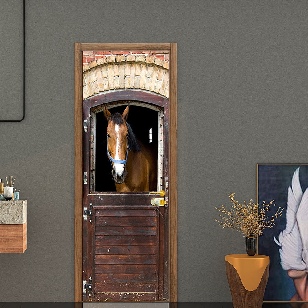 3D Entry Wardrobe Door Sticker Black Labrador Puppy Vinyl Waterproof ...