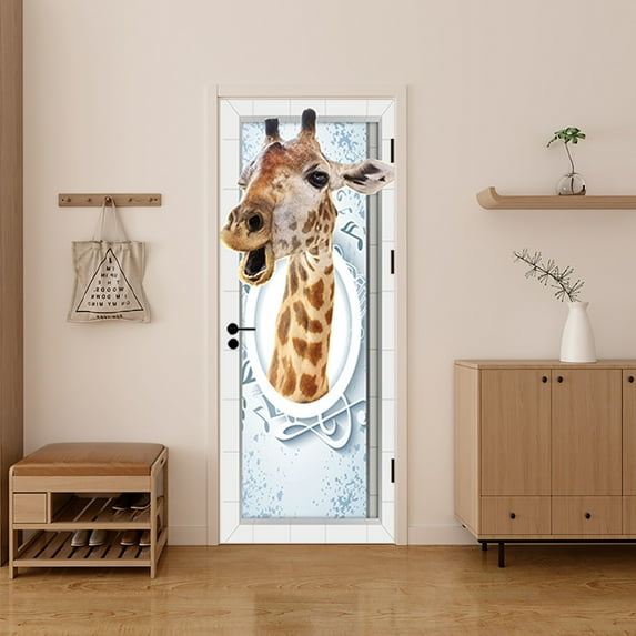 3D Entry Wardrobe Door Sticker Black Labrador Puppy Vinyl Waterproof ...