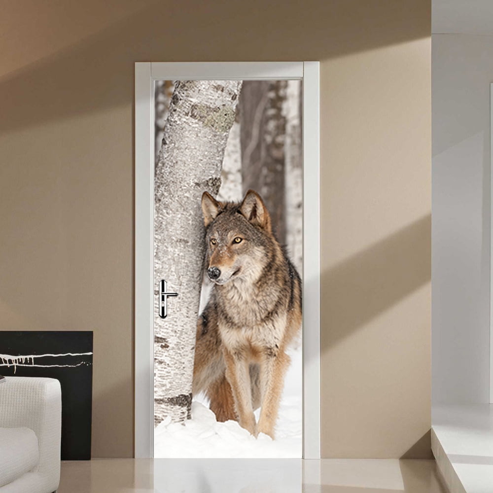 3D Entry Wardrobe Door Sticker Black Labrador Puppy Vinyl Waterproof ...