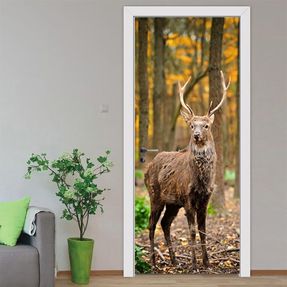 3D Entry Wardrobe Door Sticker Black Labrador Puppy Vinyl Waterproof ...