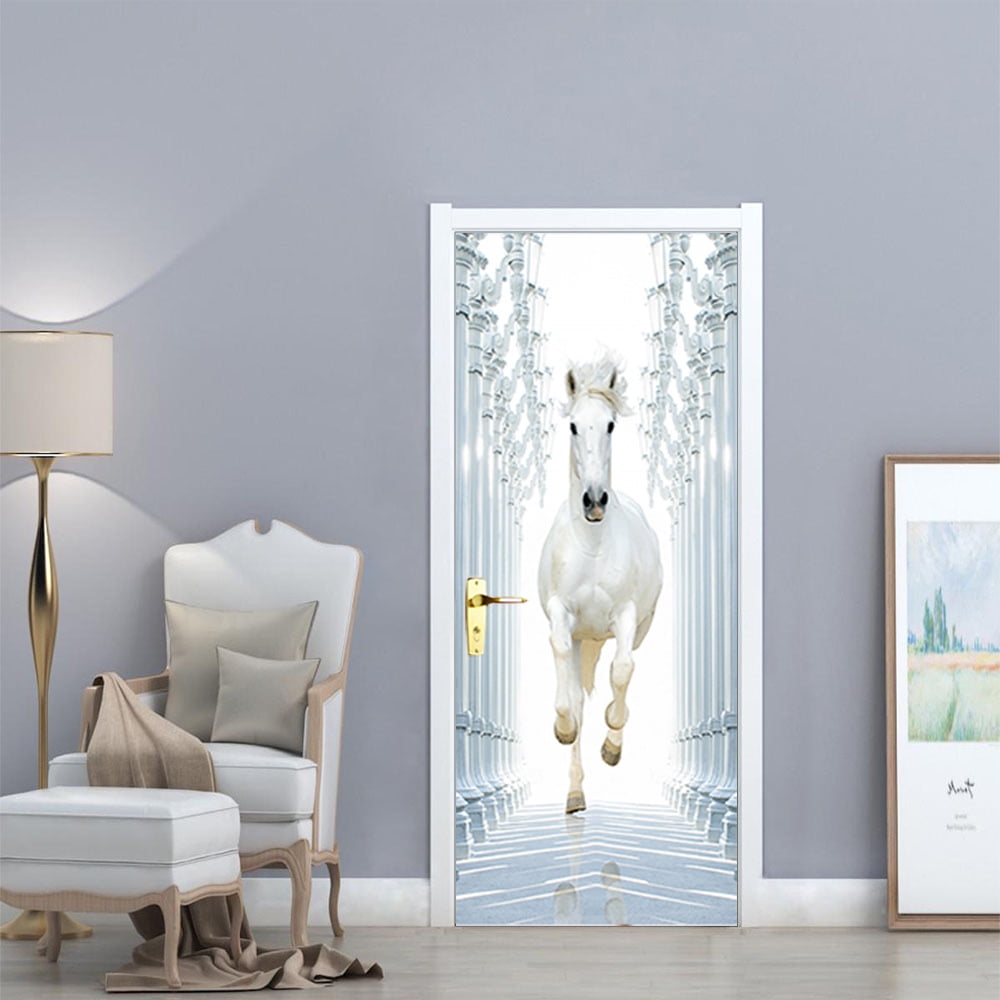 3D Entry Wardrobe Door Sticker Black Labrador Puppy Vinyl Waterproof ...