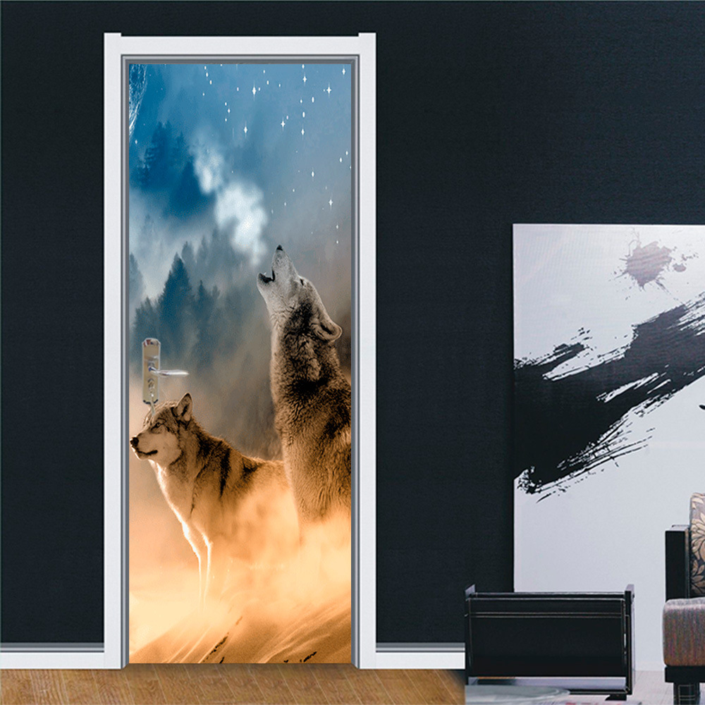 3D Entry Wardrobe Door Sticker Black Labrador Puppy Vinyl Waterproof ...