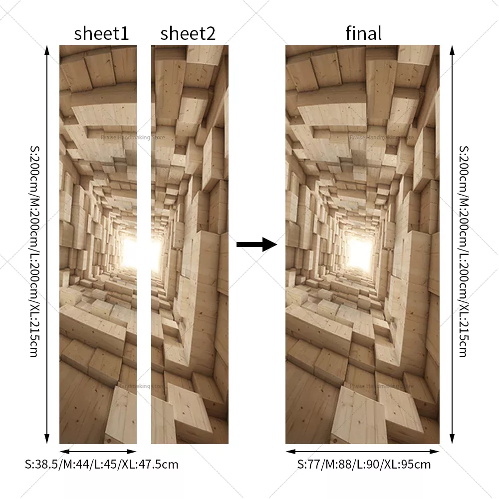 3D Entry-level Nordic Style Door Stickers Self-adhesive Wardrobe ...