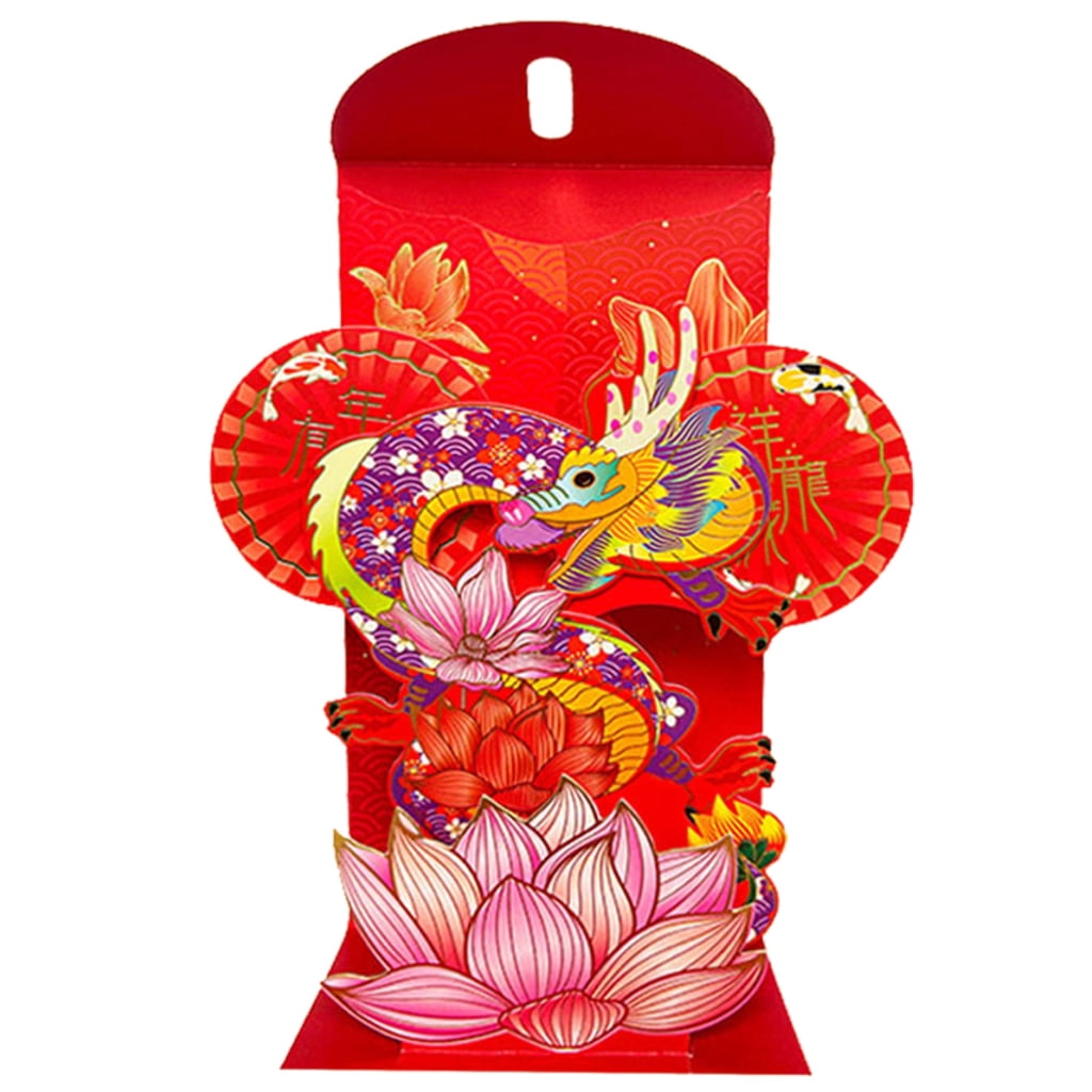 3D Envelope Money Cash Gifts Fan Pull Paper Dragon Packets Chinese ...