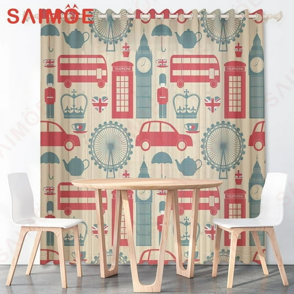 3D European American Literature Arts Vintage British Style Curtains ...