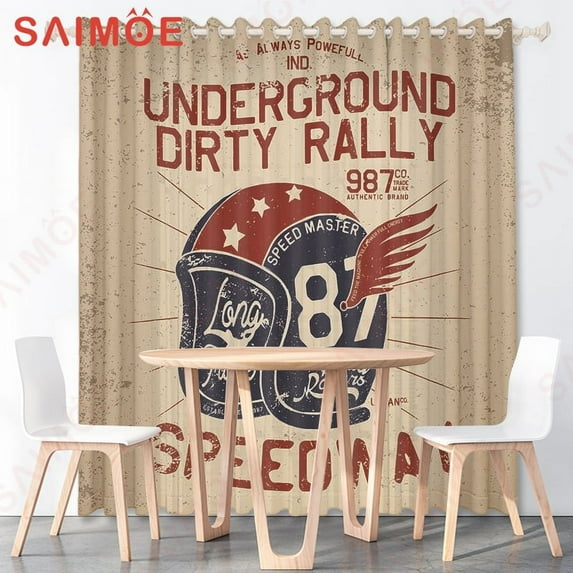 3D European American Retro Outdoor Motorcycle Custom Curtain Solid ...