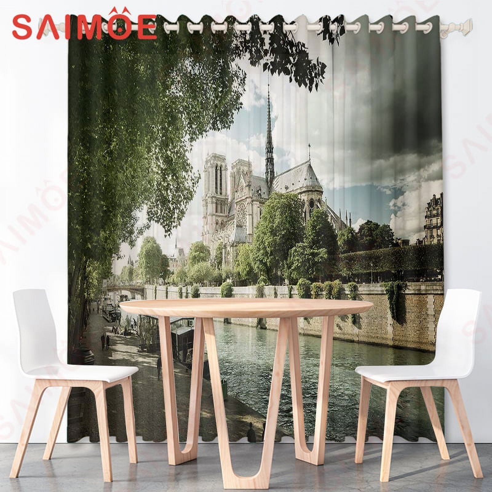 3D European American Retro Romantic Castle Street Curtains Boat Bridge ...