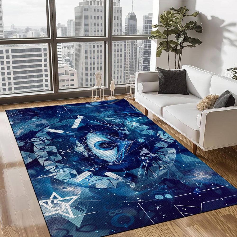 3D Evil Eye Runner Rug 5’x 8’ Non-Slip Washable Kitchen Area Rug Boho ...