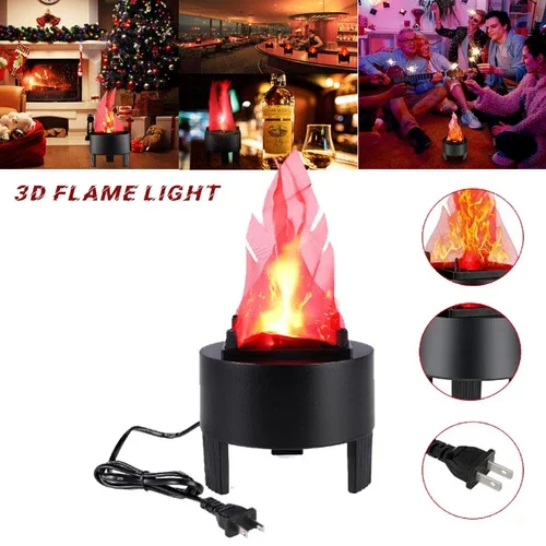3D Fake Flame Lamp Electric Campfire Artificial Flickering Flame ...