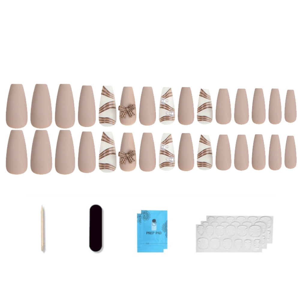 3D False Nails Full Cover Salon Glitter Art Design Acrylic Fake Nails ...