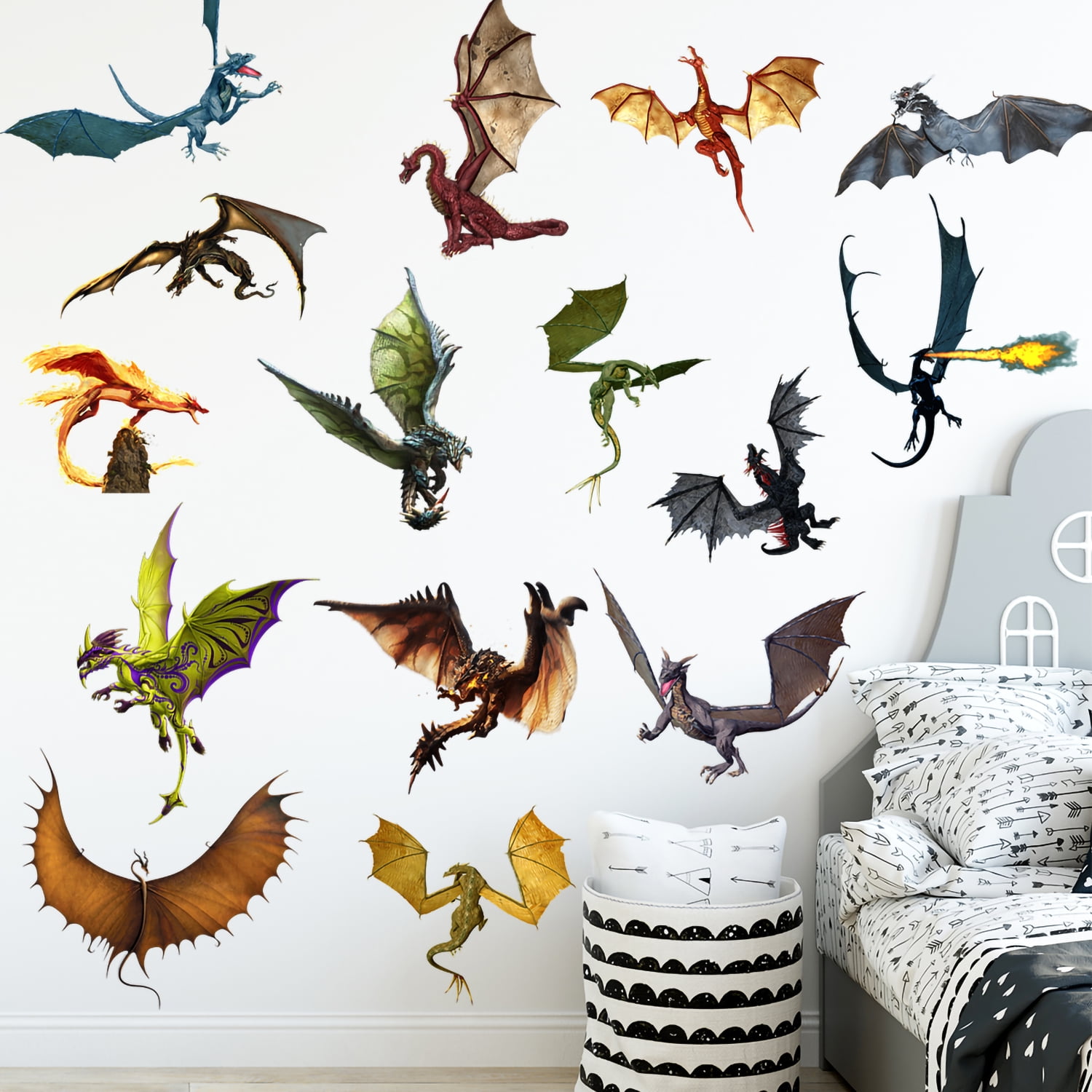 3D Fantasy Dragon Wall Decal Peel & Stick Flying Dragon Wall Stickers ...