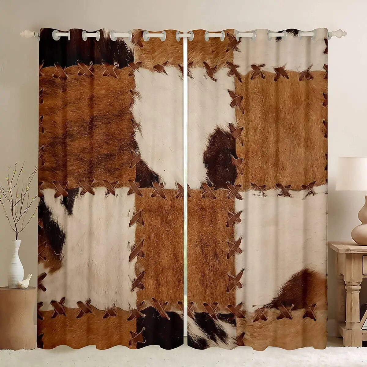 3D Farmhouse Animal Skin Theme Cow Print Vintage Brown Cowhide Shading ...