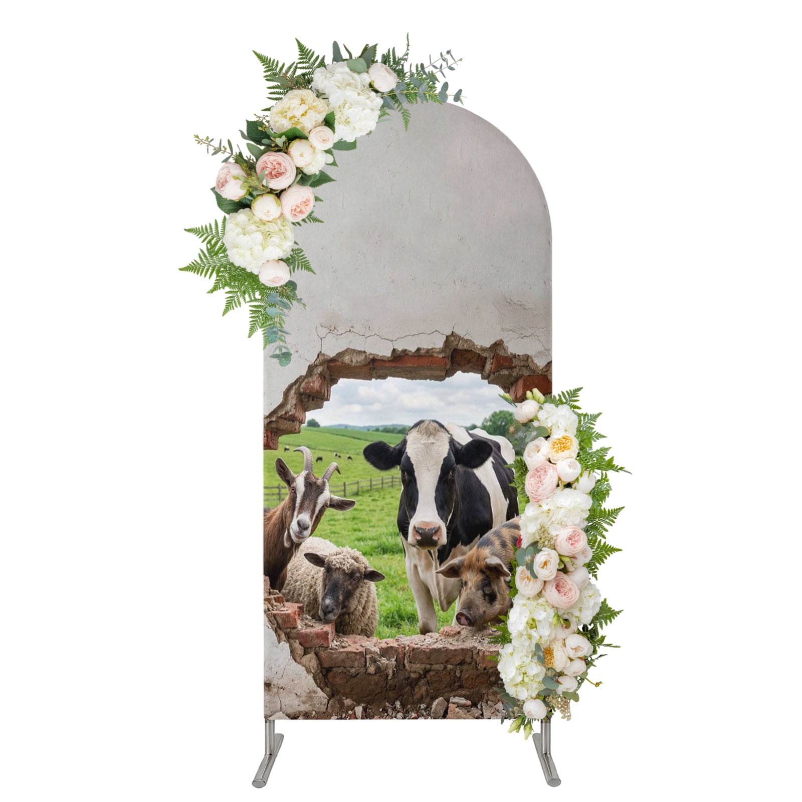 3D Farmhouse Arch Backdrop Cover 7.2FT, Modern Nature Optical Illusion ...