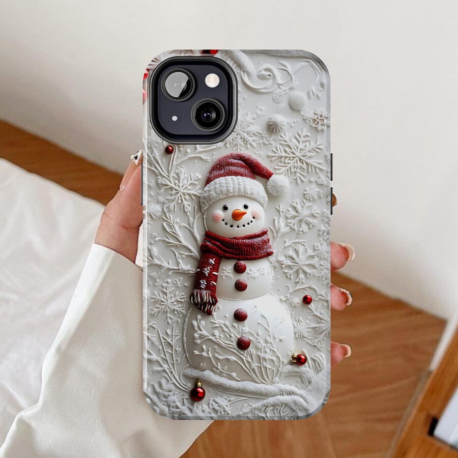 3D Faux Clay Snowman Christmas Cute Festive Holiday Phone Case 11 12 13 ...