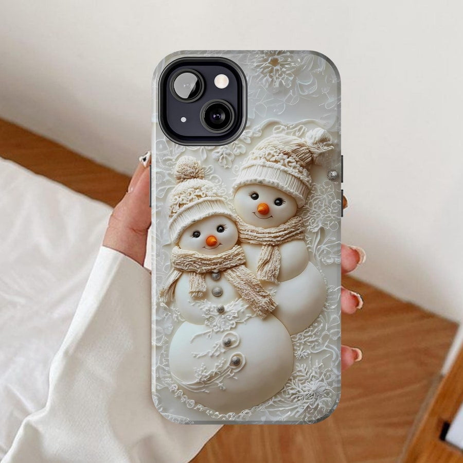 3D Faux Embroidered Snowman Holiday Simple Christmas Winter Case 11 12 ...