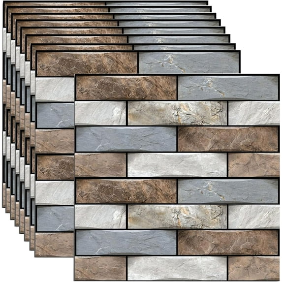 3D Faux Stone Foam Wall Panels Peel-and-Stick Self Adhesive 30×30 cm 10 ...
