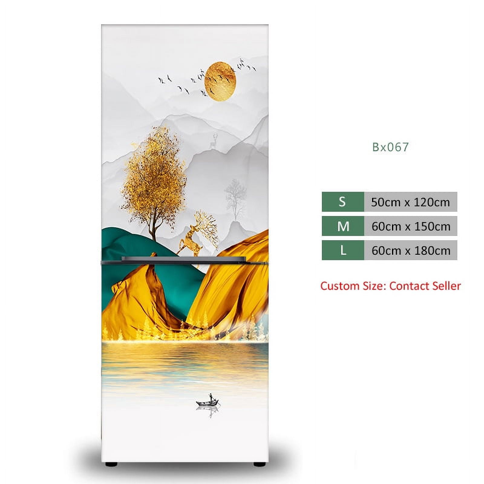 3D Feather Refrigerator Door Stickers Adhesive Vinyl Deer Light Fridge ...