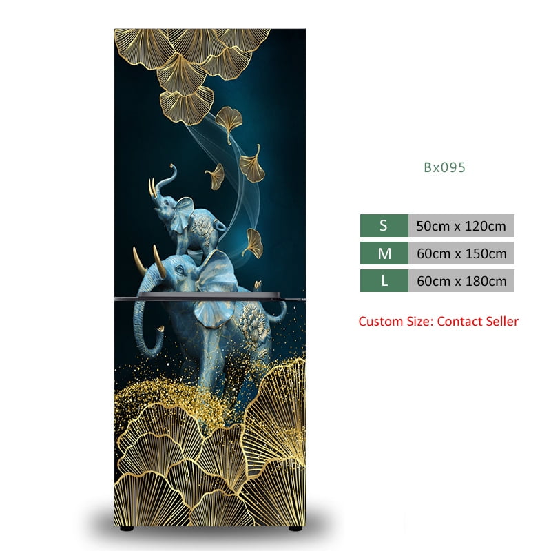 3D Feather Refrigerator Door Stickers Adhesive Vinyl Deer Light Fridge ...