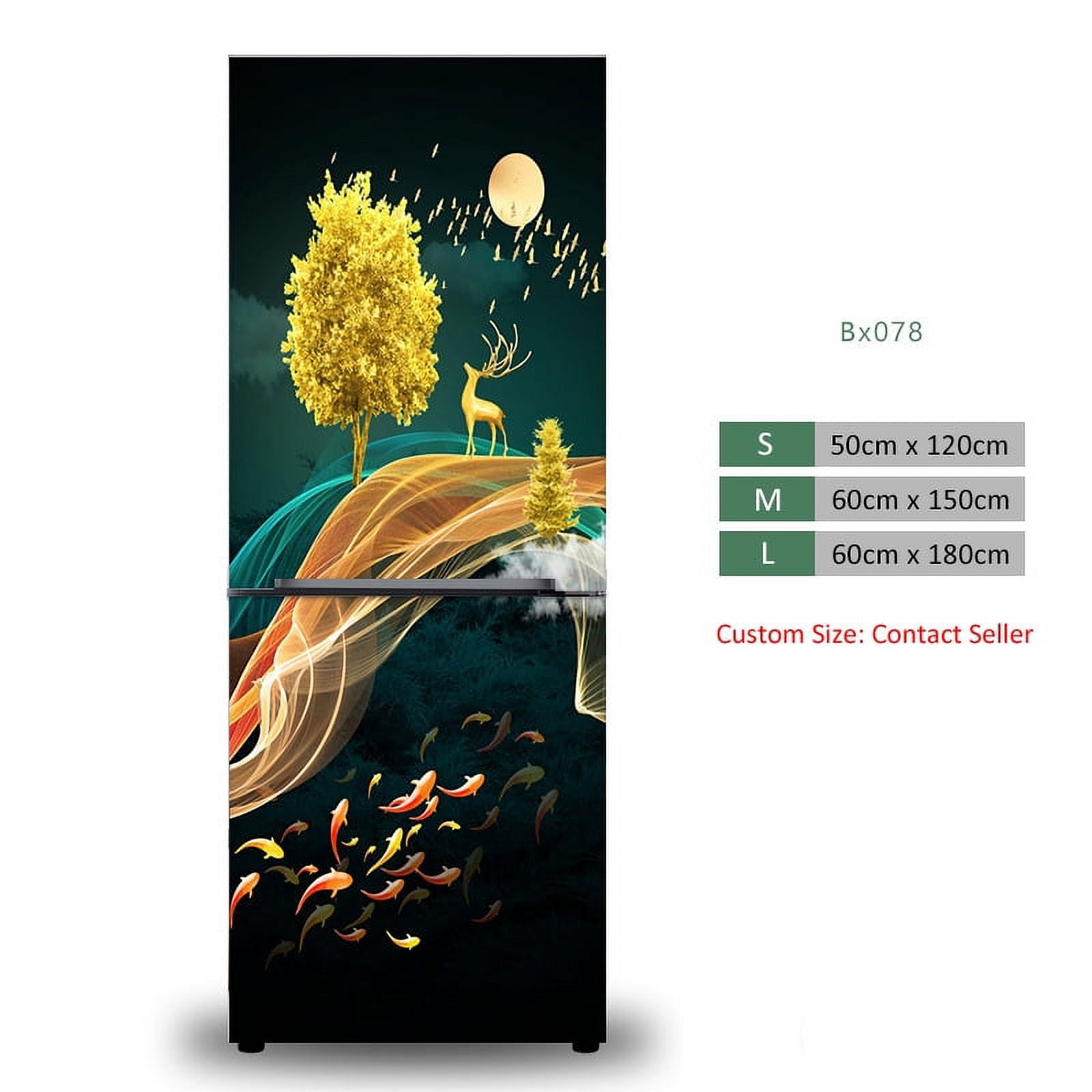 3D Feather Refrigerator Door Stickers Adhesive Vinyl Deer Light Fridge ...