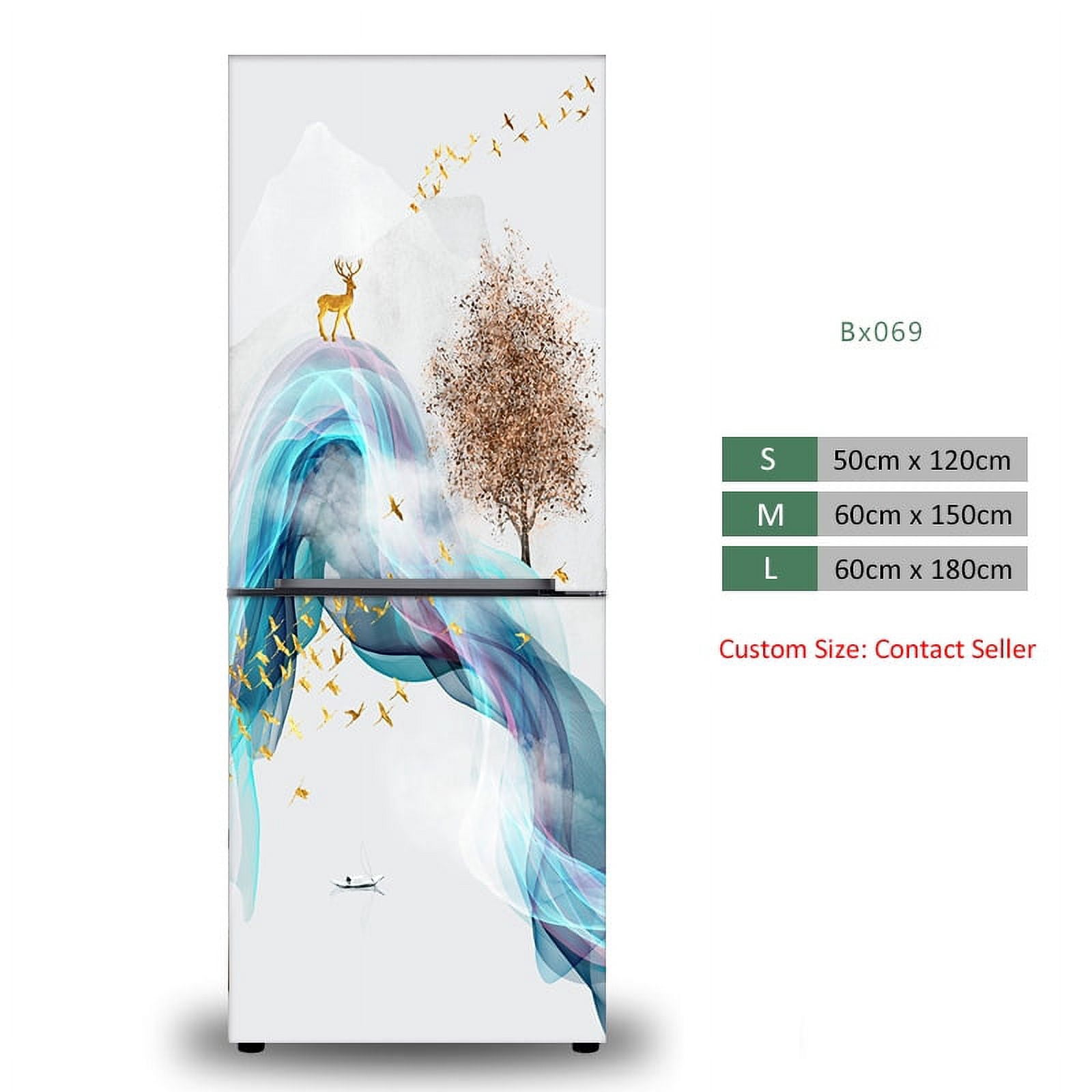 3D Feather Refrigerator Door Stickers Adhesive Vinyl Deer Light Fridge ...