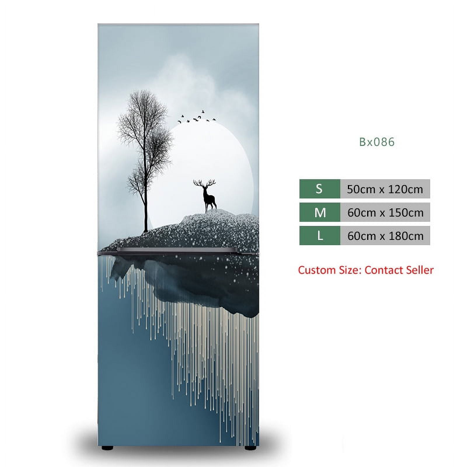 3D Feather Refrigerator Door Stickers Adhesive Vinyl Deer Light Fridge ...