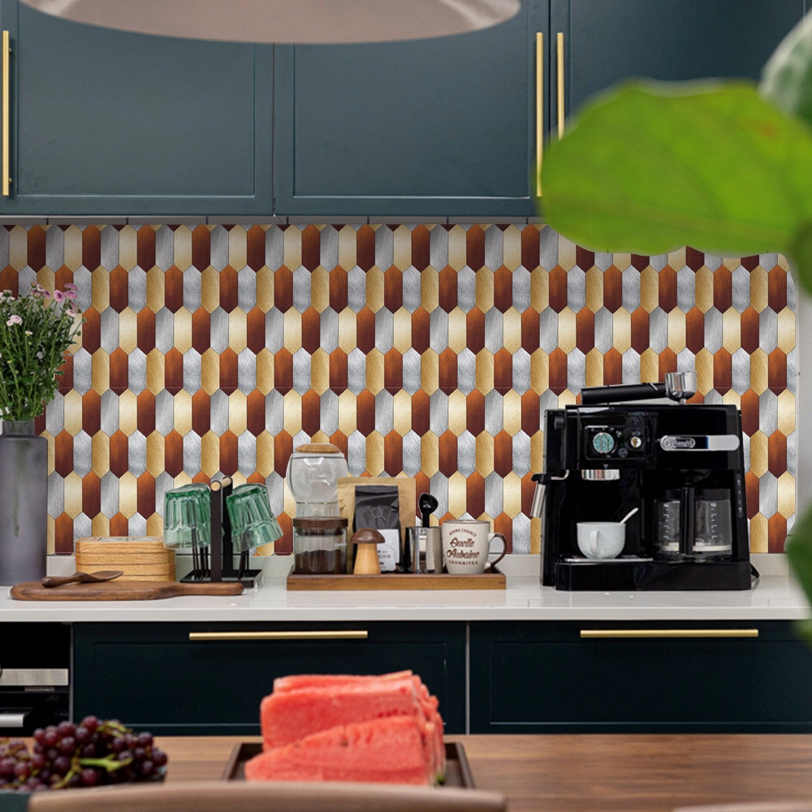 3D Film Coated 24Pcs Ceramic Tile Pasted Kitchen Stove Self Adhesive ...