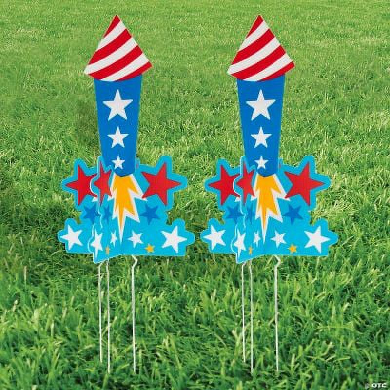 3D Firework Yard Signs, Fourth of July, Party Decor, 4 Pieces - Walmart.com