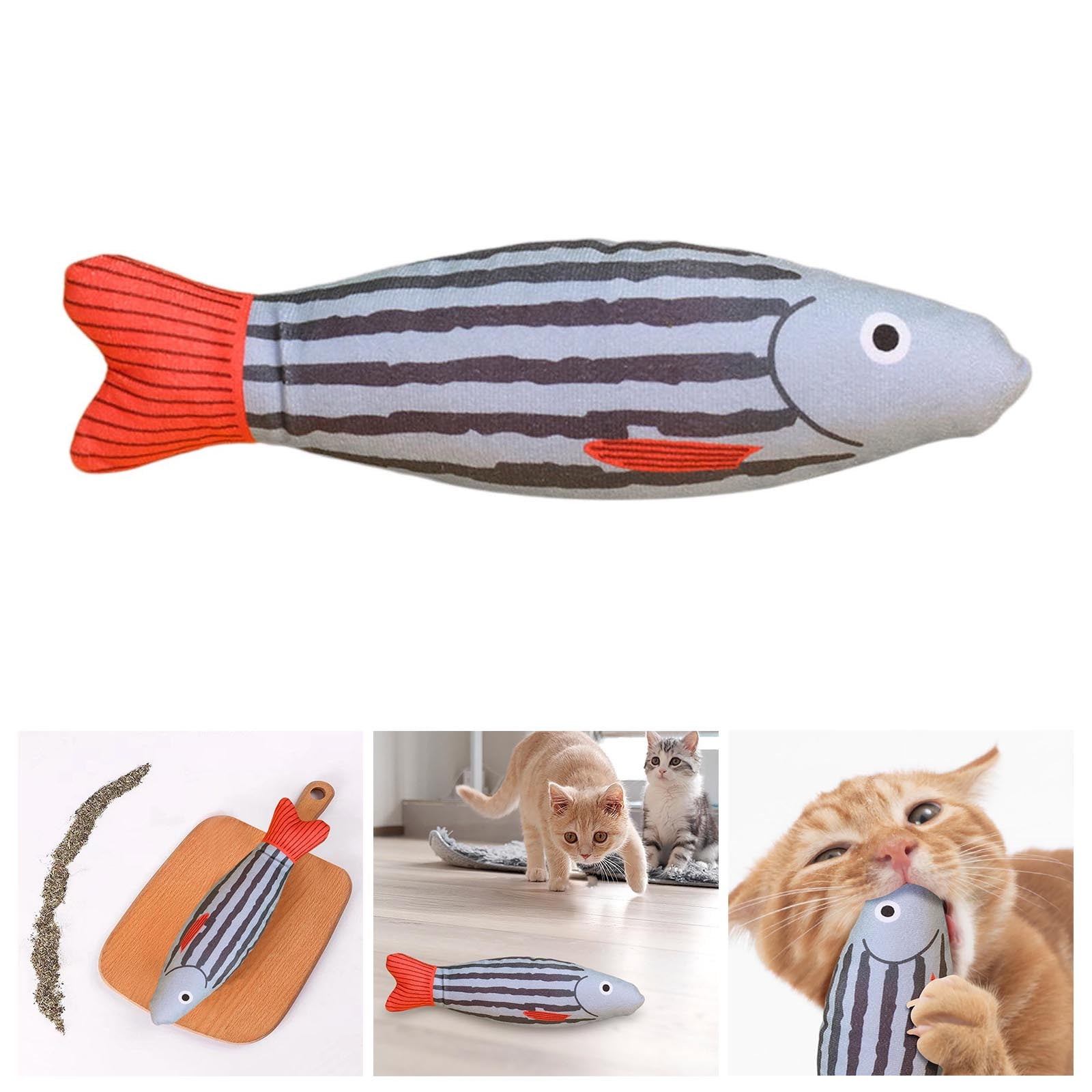 3D Fish Interactive Cat Toy with Sound for Indoor Play and Exercise ...