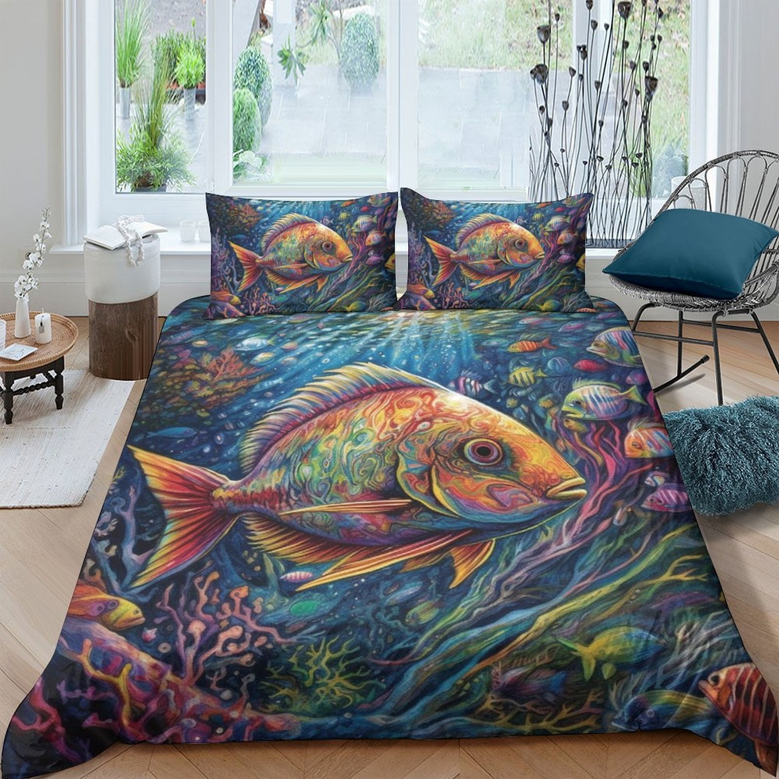 3D Fish Painting Bedding Set Teen Adult Creative Comforter Cover ...