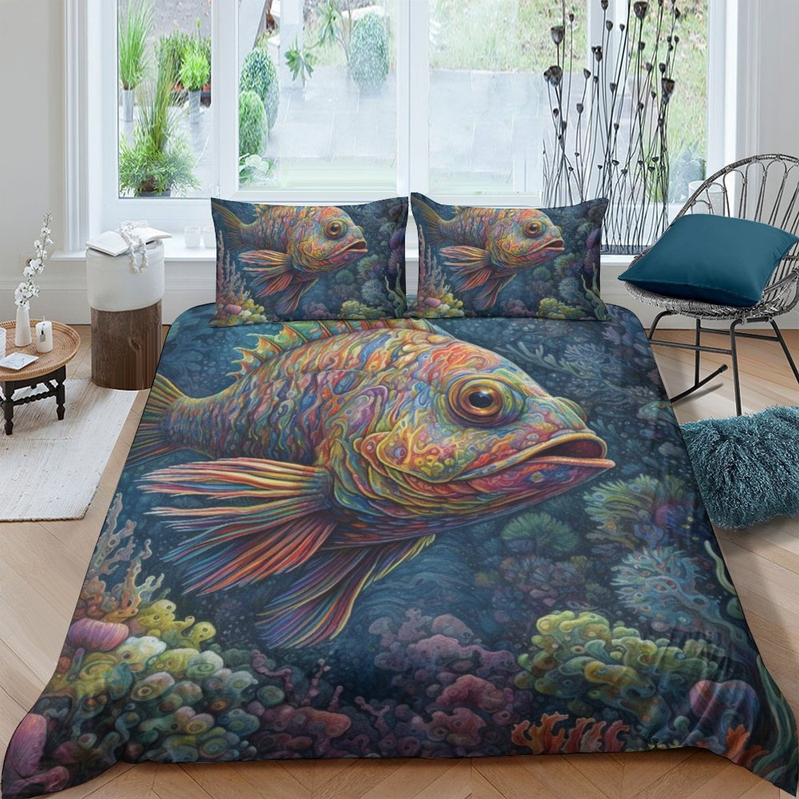 3D Fish Painting Bedding Set Teen Adult Creative Comforter Cover ...