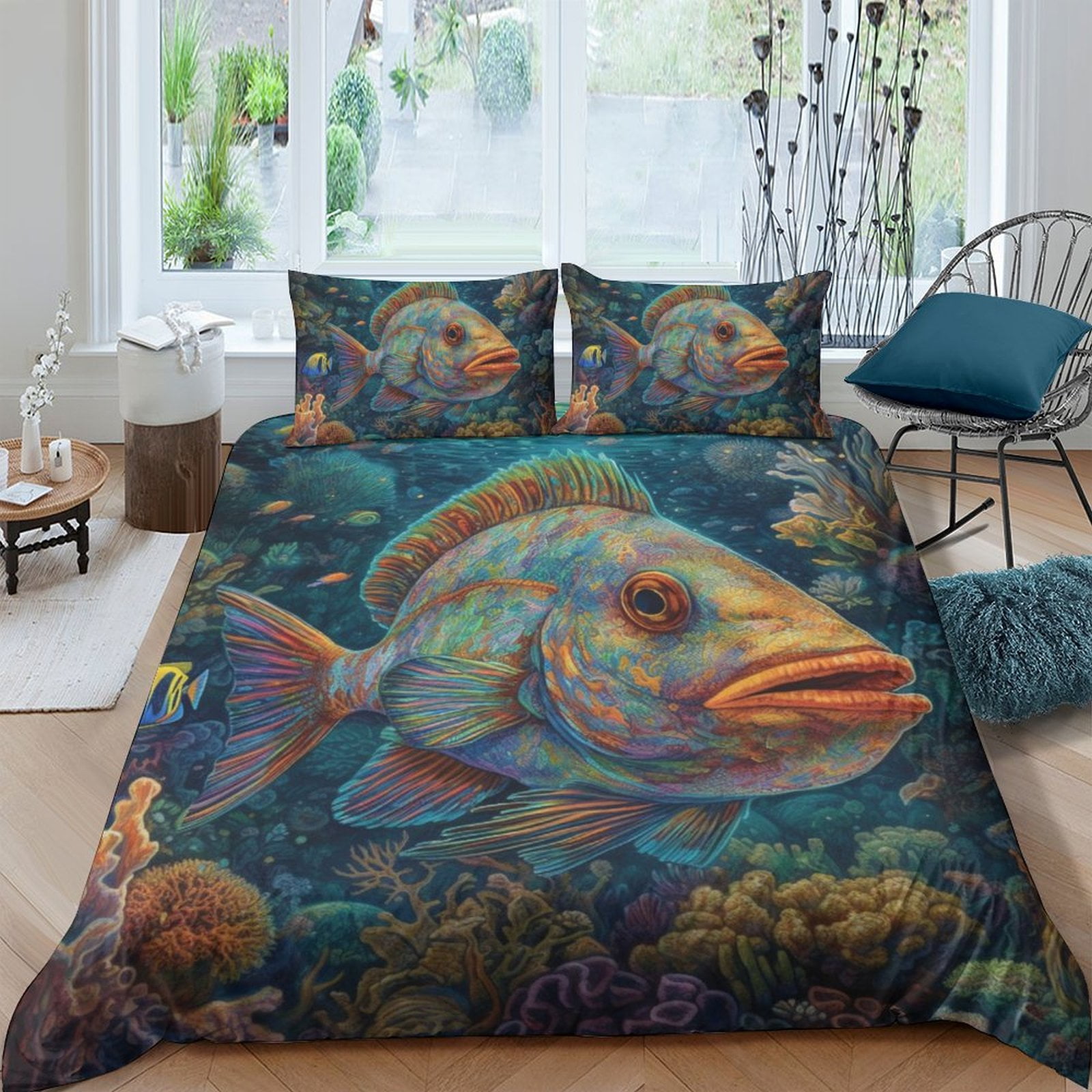 3D Fish Painting Bedding Set Teen Adult Creative Comforter Cover ...