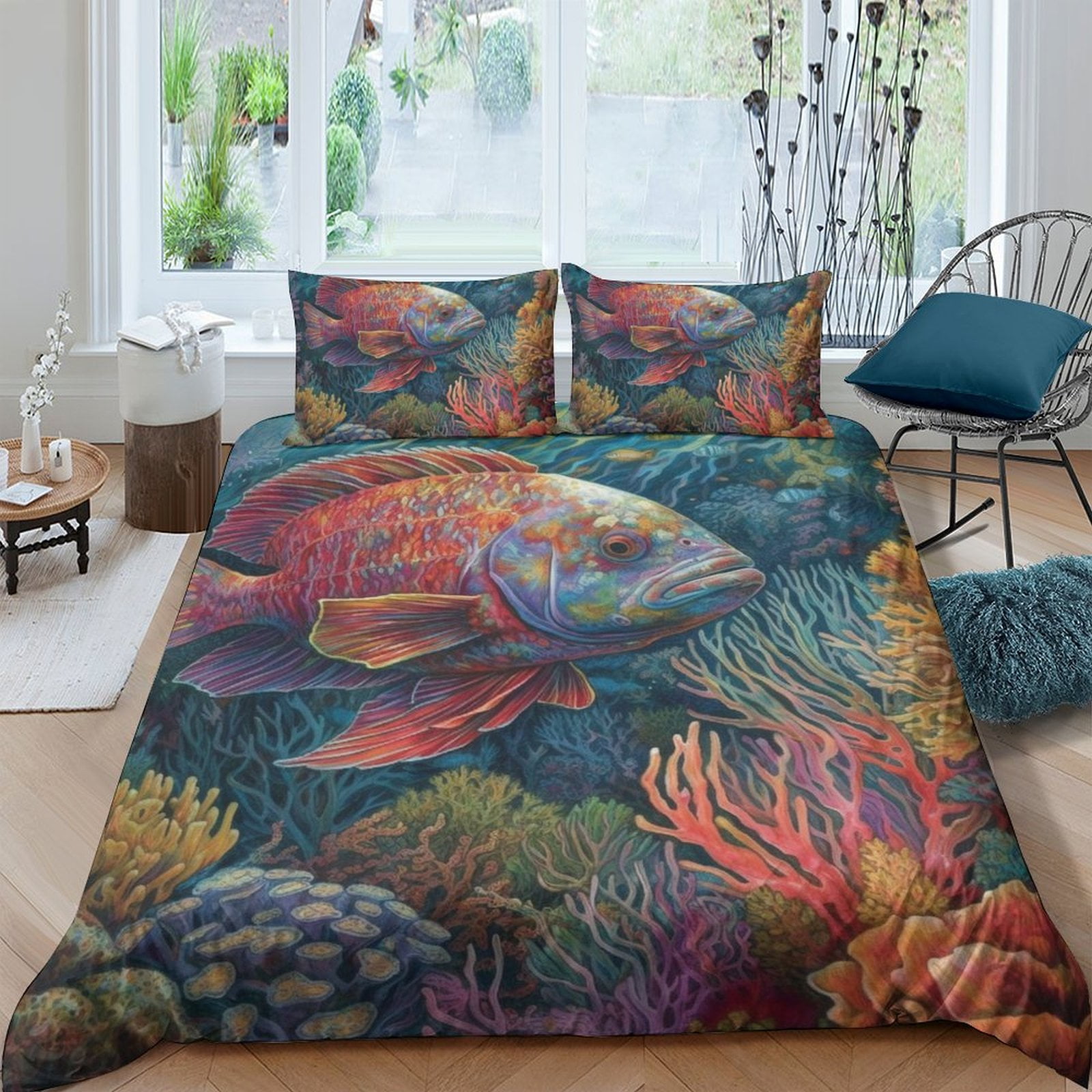 3D Fish Painting Bedding Set Teen Adult Creative Comforter Cover ...