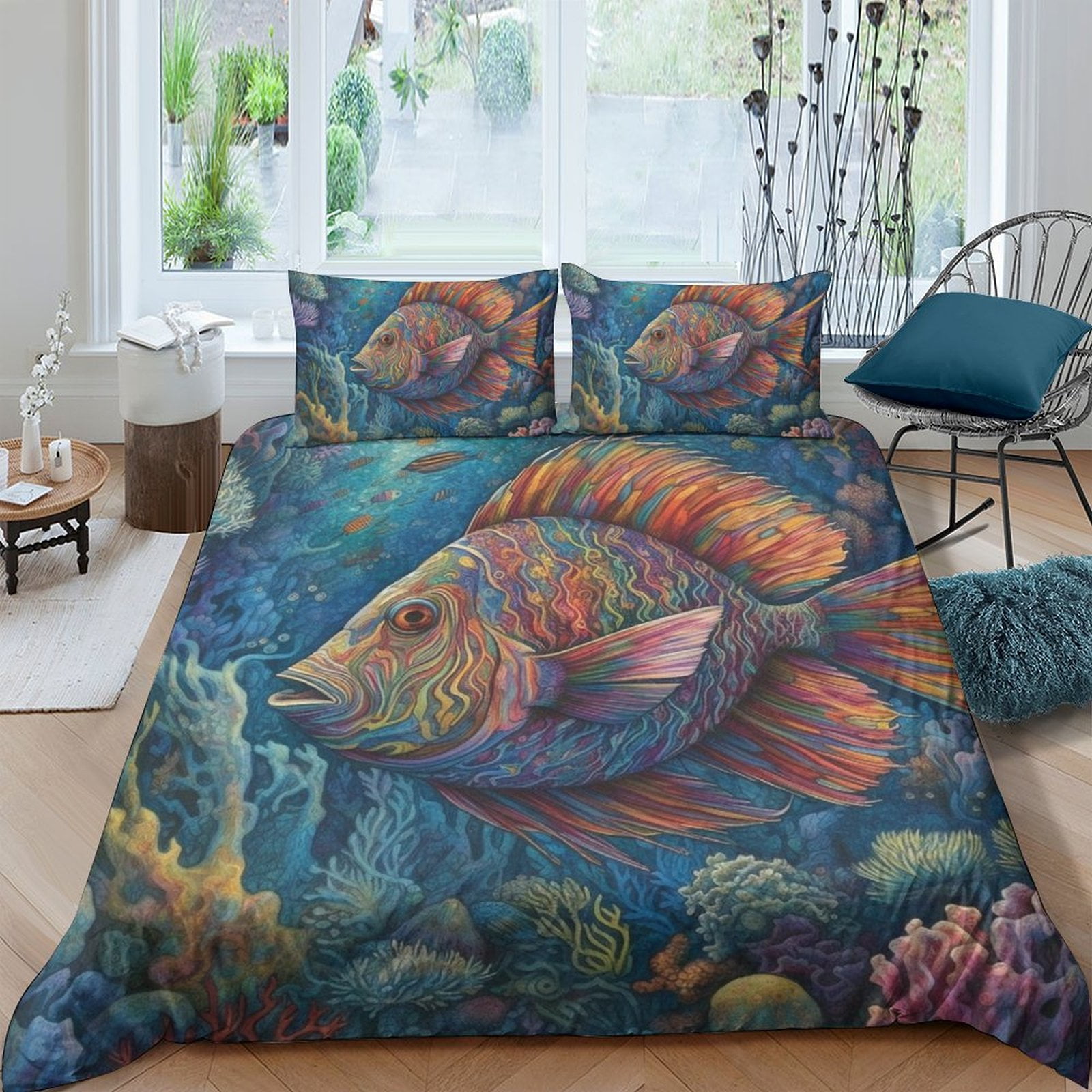 3D Fish Painting Bedding Set Teen Adult Creative Comforter Cover ...