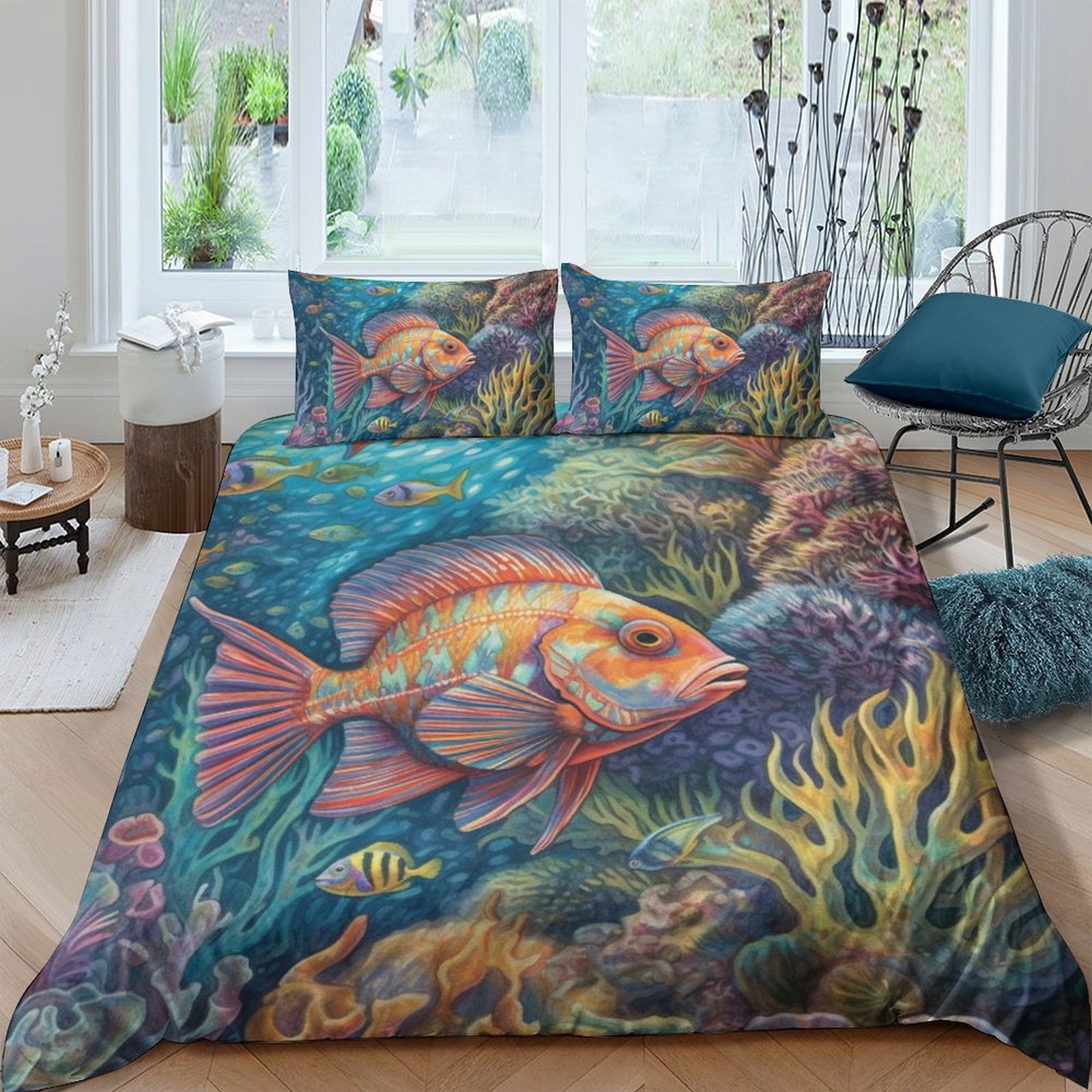 3D Fish Painting Bedding Set Teen Adult Creative Comforter Cover ...