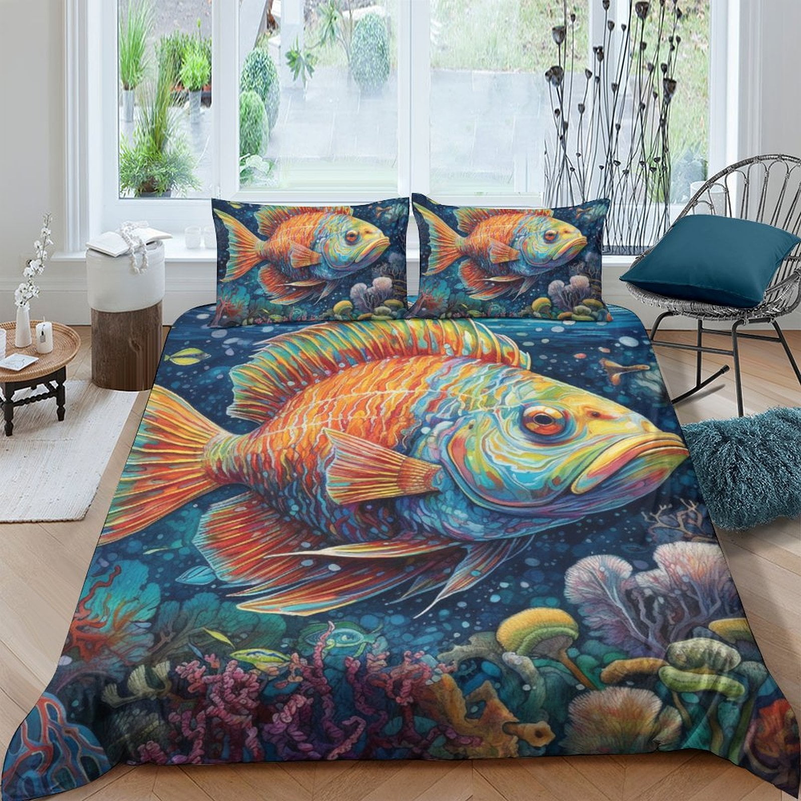 3D Fish Painting Bedding Set Teen Adult Creative Comforter Cover ...