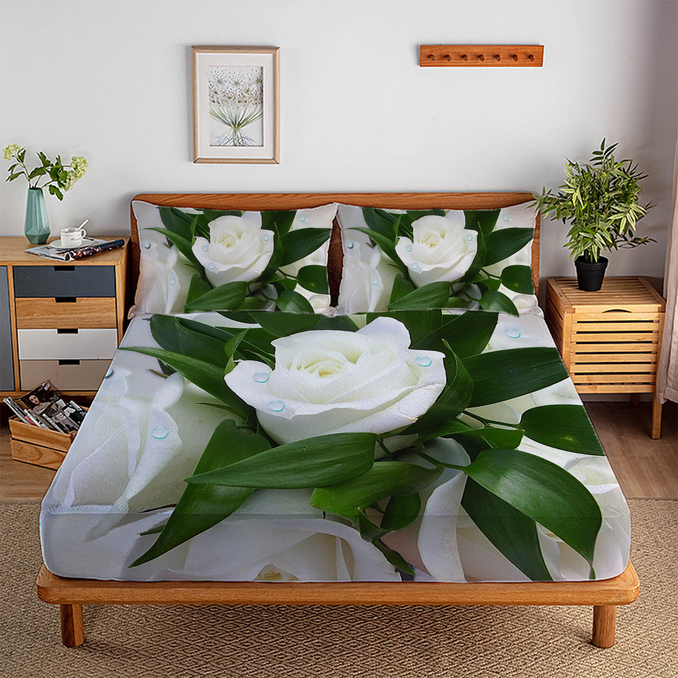 3D Fitted Sheet Home Textiles Flower Bedding Suit Floral Bed Set 3D Fitted Sheet Home Textiles Flower Bedding Suit Floral Bed Set