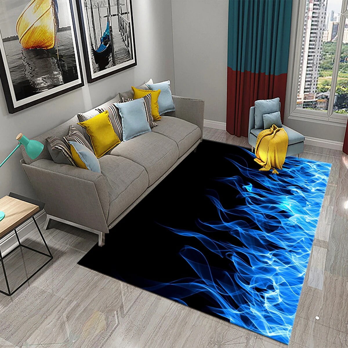 3D Flame Carpet for Living Room Bedroom Decor Carpet Kids Room Abstract ...