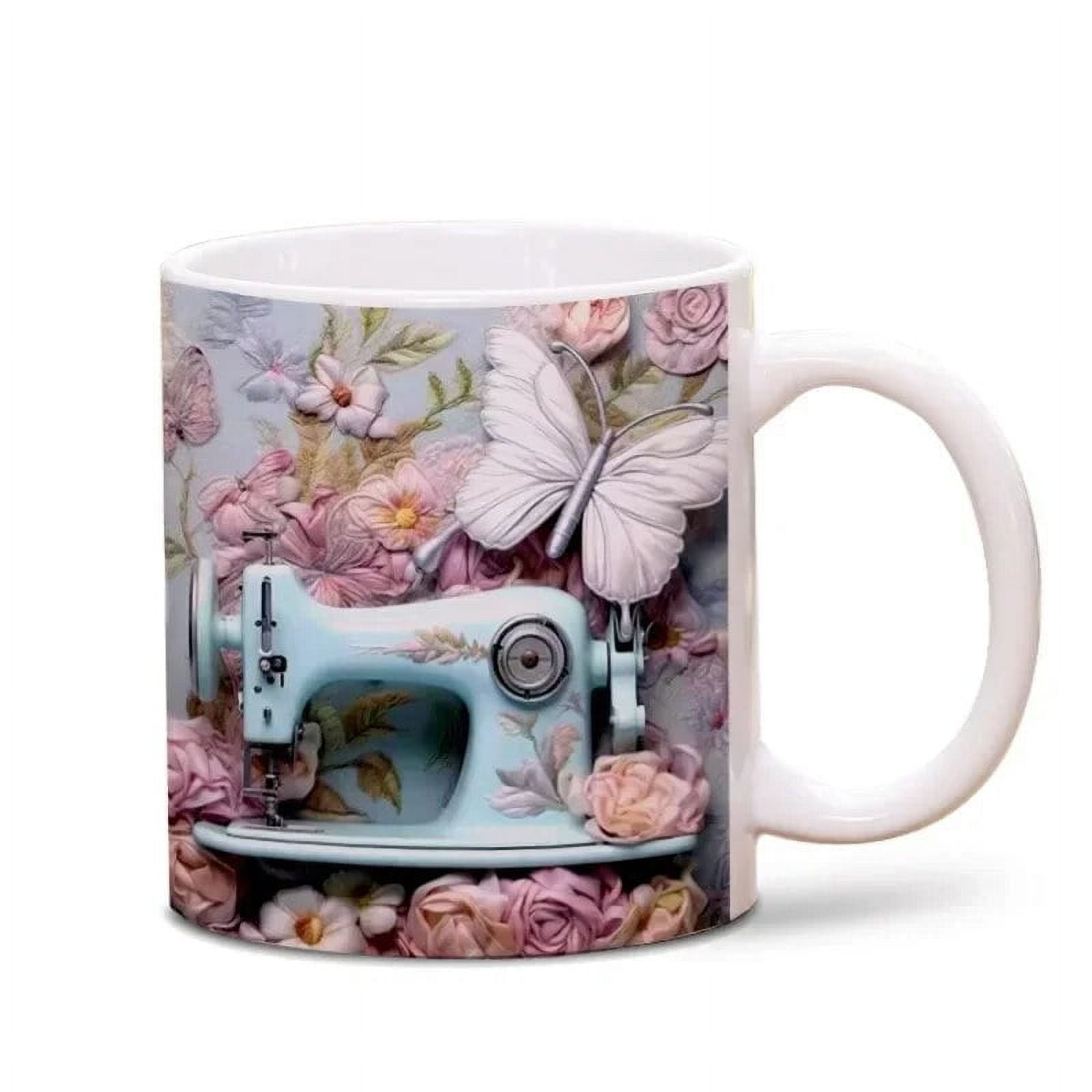 3D Flat Sewing Machine Painted Mug Ceramic Mug Creative Space Design ...