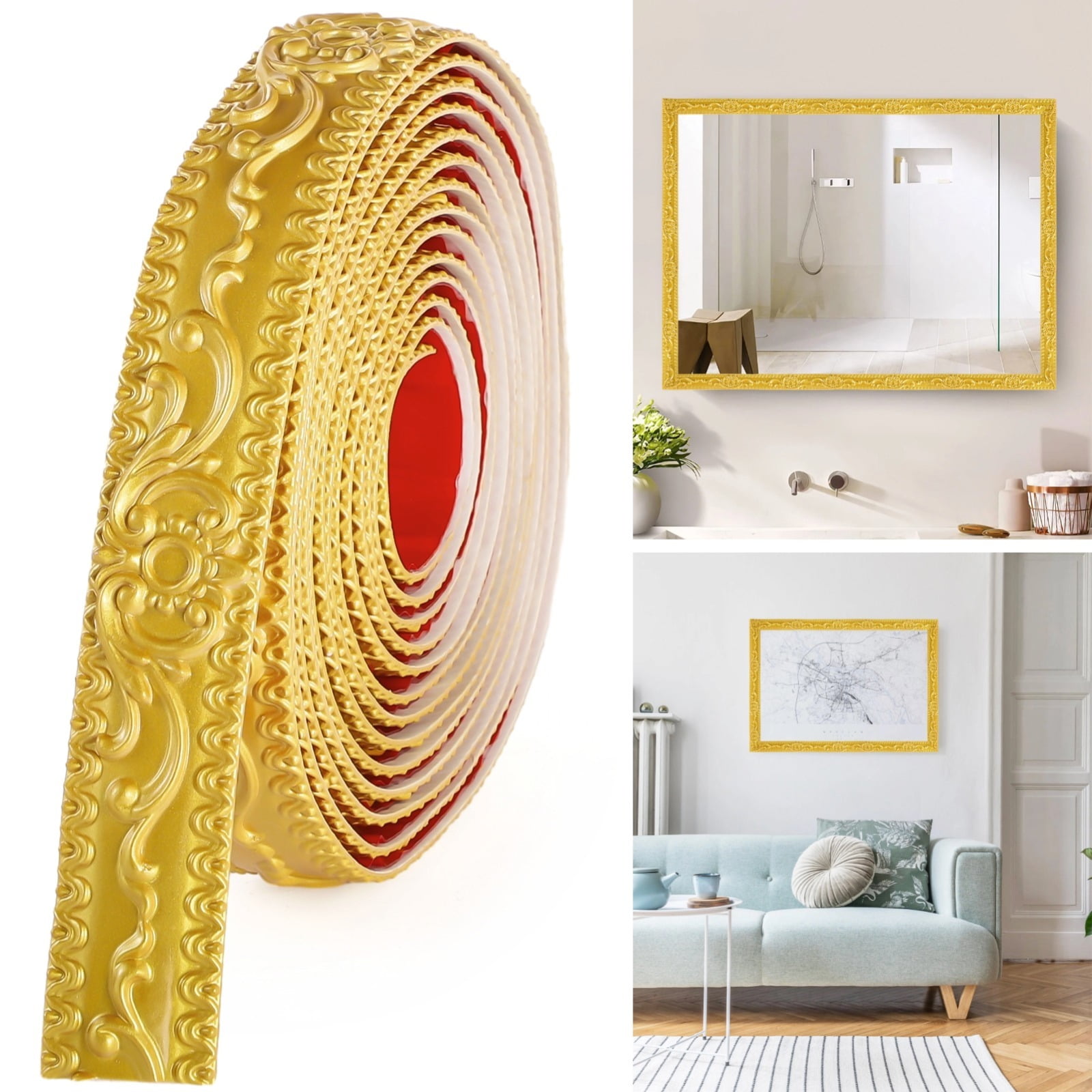 Flexible Molding Trim Wall Trim,16.4 Feet Self Adhesive Peel and Stick ...