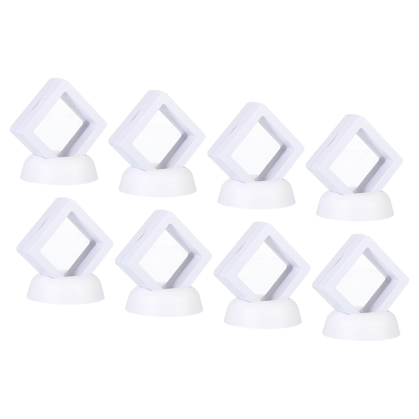 3D Floating Display Frame Coin Jewelry Case Holder with Base 2"x2" White 8pcs - Walmart.com
