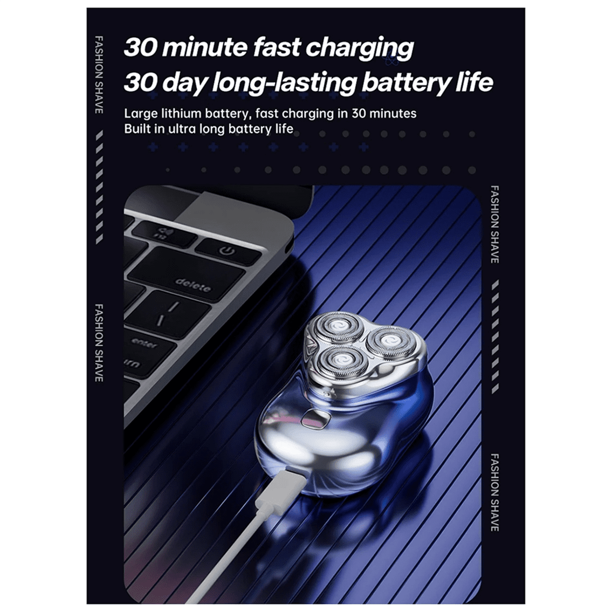 3D Floating Magnetic Blade Men Electric Shaver Mini Portable Beard ...