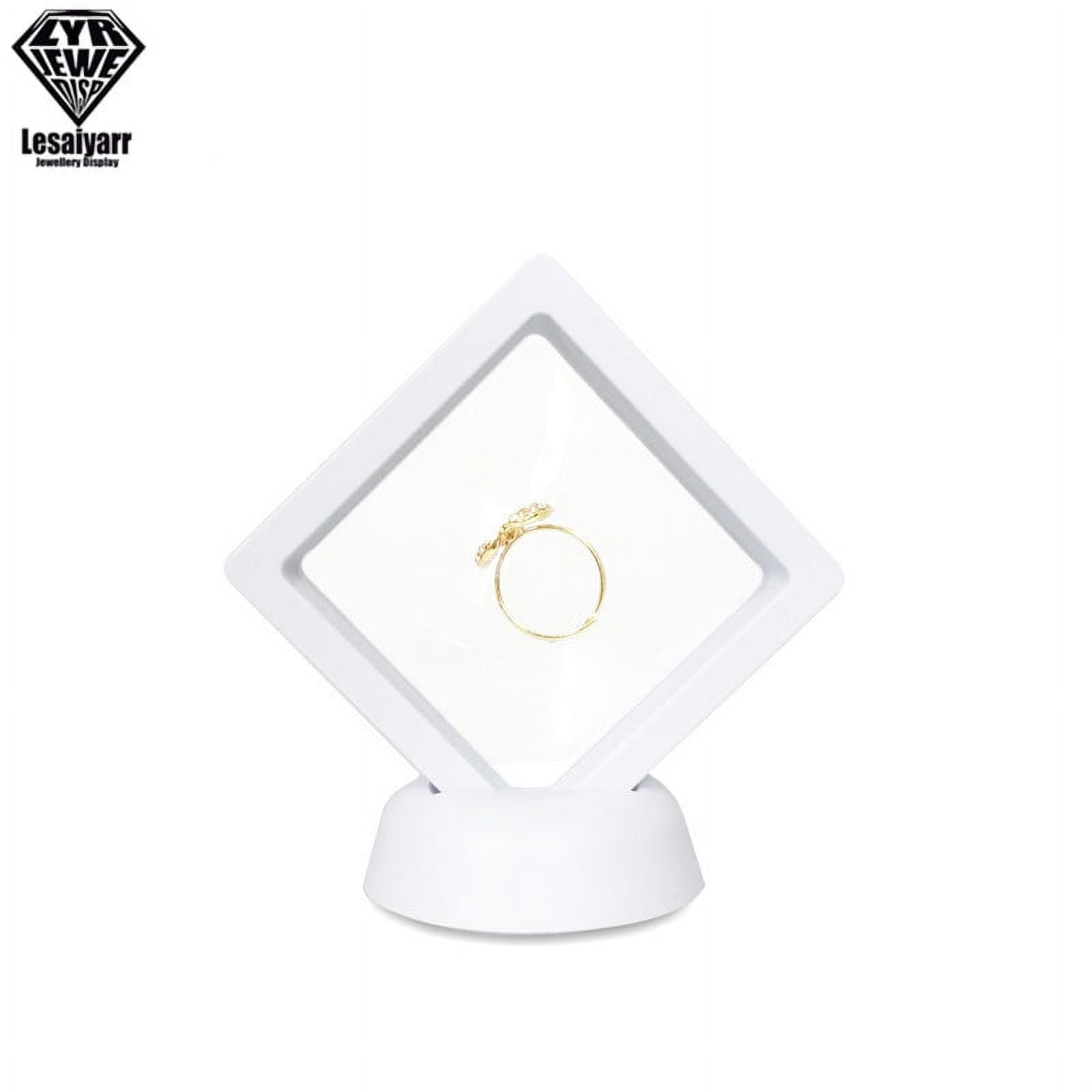 3D Floating Picture Frame Shadow Box Jewelry Display Stand Ring Pendant ...