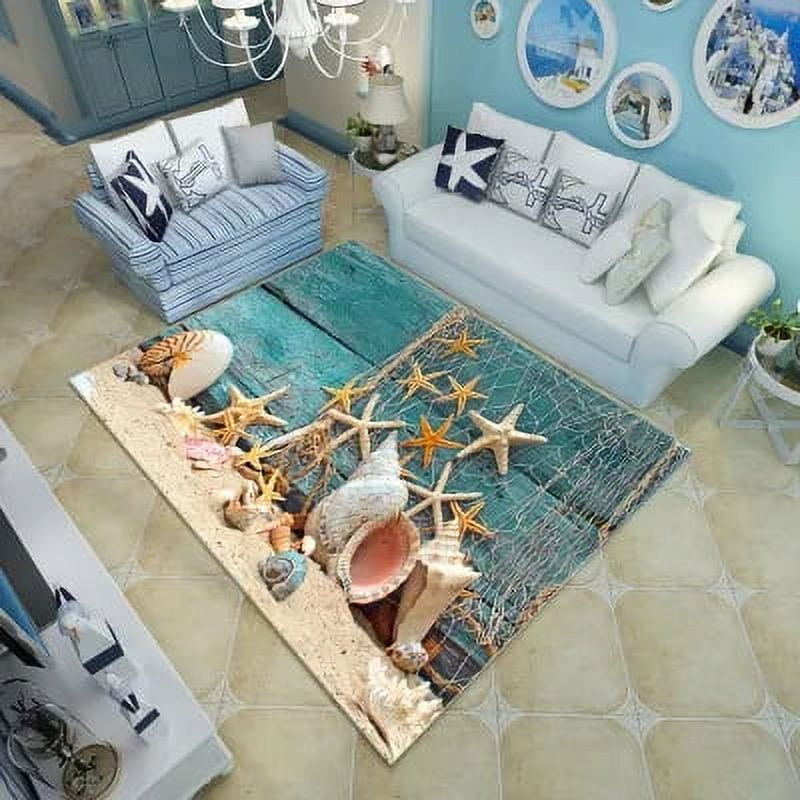 3D Floor Mat Rugs Kitchen Beach Waves Runner Carpet Kitchen Washable Non-slip Living Room Carpet ...